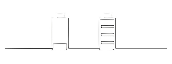 One continuous line drawing of low and full charge