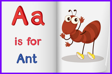 Isolated animal alphabet letter a-ant apple Vector Image