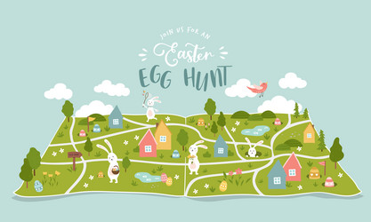 Cute easter egg hunt design map for children hand Vector Image
