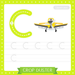 Letter c uppercase tracing practice worksheet Vector Image