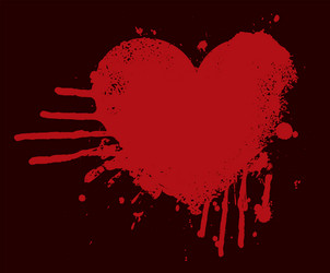 Abstract red heart sign with drops and streaks Vector Image