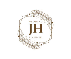 Jh initials letter wedding monogram logos Vector Image