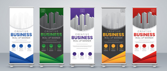Print ready roll up banner design set Royalty Free Vector