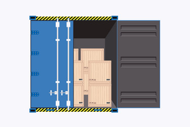 Blue sea container with open door Royalty Free Vector Image