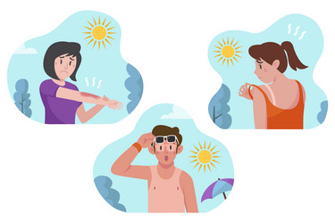 Cartoon people with sunburn Royalty Free Vector Image