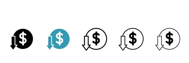 Lower cost icon set reduce price symbol in a back Vector Image