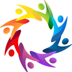 Teamwork angels around heart logo Royalty Free Vector Image