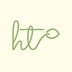 Letter ht line art leaf plant feminine botanical Vector Image