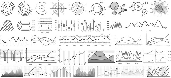 Linear graph chart thin line charts modern Vector Image