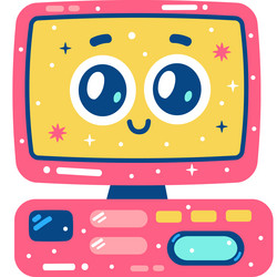 Glitzy retro computer sticker set Royalty Free Vector Image