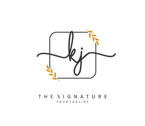 Kj initial letter handwriting and signature logo Vector Image