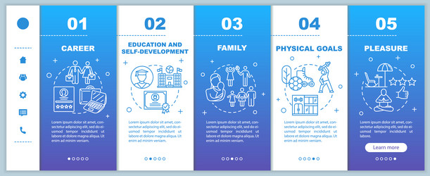 Self-development onboarding template physical Vector Image