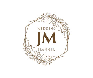 Jm initials letter wedding monogram logos Vector Image