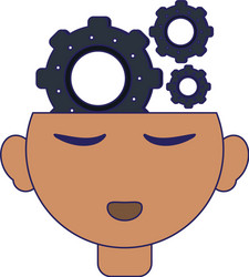 Human head open with gears in mind black and white