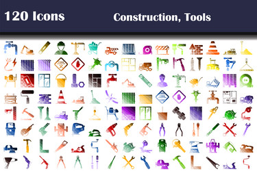 120 icons of construction tools Royalty Free Vector Image