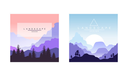 Purple Peaceful Landscape Vector Images (over 140)