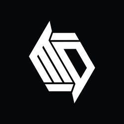 Md logo monogram shield sharp half round shape Vector Image