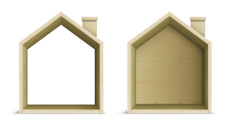 Wooden house frame standing on a white background Vector Image