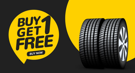 Tire shop voucher banner tyre sale automotive Vector Image