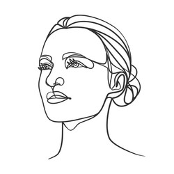 Continuous line drawing of woman face one Vector Image