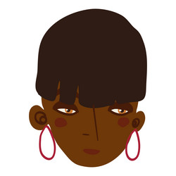 Female face sticker handdrawn Royalty Free Vector Image