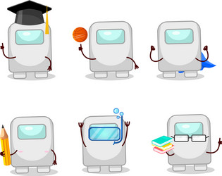School student among us orange cartoon Royalty Free Vector