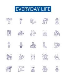 Everyday life line icons signs set design Vector Image