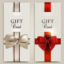 Gorgeous gift card with white bow and copy space Vector Image