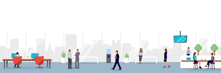 Modern office and workers horizontal Royalty Free Vector