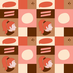 Seamless square pattern with two girls Royalty Free Vector