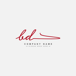 Handwritten signature logo for initial letter bd Vector Image