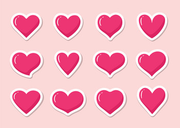 Collection of cute hearts stickers Royalty Free Vector Image