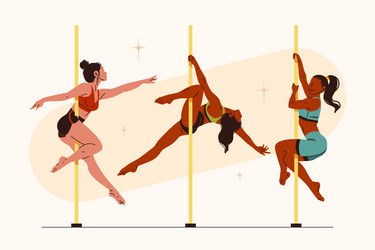Hand drawn flat pole dance Royalty Free Vector Image