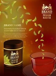 Tea advertising flyer poster or banner template Vector Image
