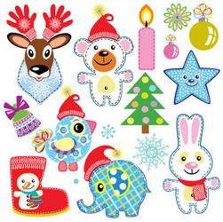 Set of colorful vintage christmas toys for kids Vector Image