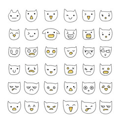 Emotions large set of 36 pieces cats smile emoji Vector Image