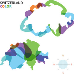 Switzerland colored by cantons map Royalty Free Vector Image
