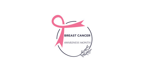 Breast cancer logo element design with creative Vector Image