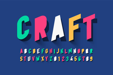 Paper cut out effect font design alphabet letters Vector Image