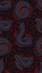 Dark seamless pattern with scary centipedes Vector Image