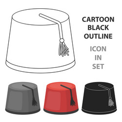 Fez icon in cartoon style isolated on white Vector Image