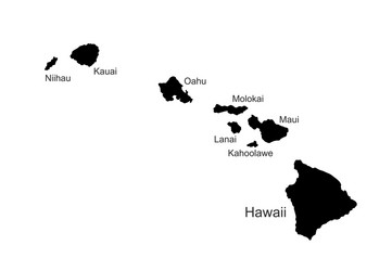 Black map of hawaii state isolated on white Vector Image