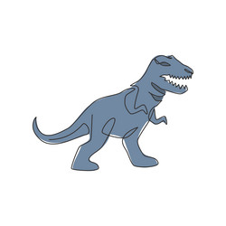 Single one line drawing tyrannosaurus rex roaring Vector Image