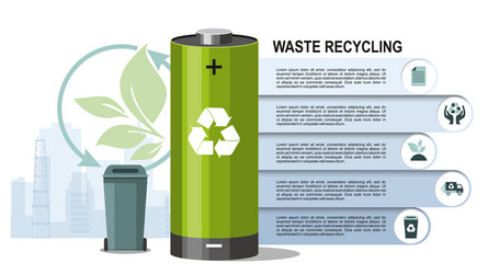 Battery and waste recycling infographic Royalty Free Vector