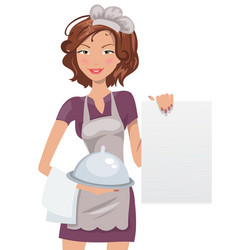 Cartoon chef with blank menu Royalty Free Vector Image