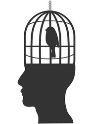 Birds flying human head Royalty Free Vector Image