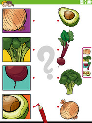 Match cartoon food objects and clippings Vector Image