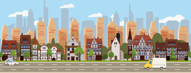 City landscape seamless horizontal Royalty Free Vector Image