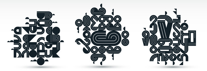 Dynamic messy abstract design compositions set Vector Image