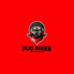 Pug biker mascot logo template image Royalty Free Vector